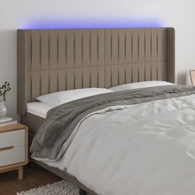 Čelo postele s LED taupe 203 x 16 x 118/128 cm textil 3124312