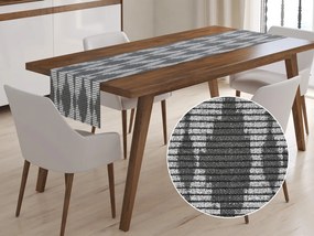 Biante Dekorační běhoun na stůl Leona LN-048 Tmavě šedé obrazce a proužky 35x120 cm