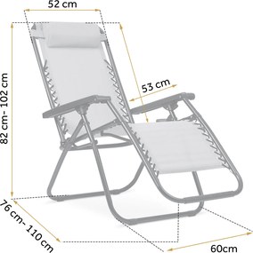 Skládací zahradní lehátko s polštářem Sofotel ChillWell, sada 2 kusy, šedé