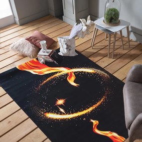 Černý koberec s ohnivým kruhem Šírka: 120 cm | Dĺžka: 180 cm