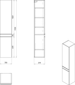 Sapho SITIA skříňka vysoká 35 x 172 x 32 cm 2x dvířka evá/pravá dub alabama SI230-2222
