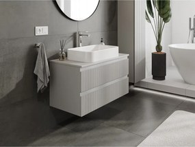 Mexen Rivel, koupelnová skříňka 90 cm s pracovní deskou, 2 zásuvky, drážkovaná, matná šedá, 91A20-09047-2-BFFC62