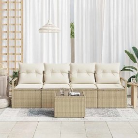 Set pohovek 5 ks 4-Počet míst Béžová a krémová polyratan 3354920