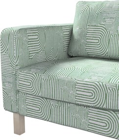 Potah na křeslo IKEA Karlstad, krátký barva zelená látka pletený vzor, vzorované
