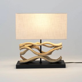 Stolní lampa Panarea, barva dřeva/béžová, výška 42 cm, dřevo