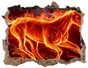 Wallmuralia Díra 3D fototapeta na stěnu Kůň v plamenech 95x64 cm