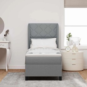 Postel s boxspringem s čelo Světle šedá 80 x 200 cm textil 3340592