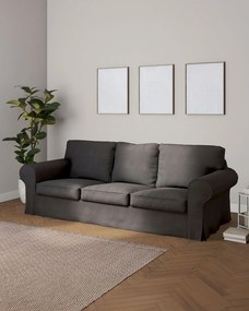Potah na pohovku IKEA  Ektorp 3-místná, rozkládací STARÝ MODEL PIXBO barva šedá látka pletený vzor