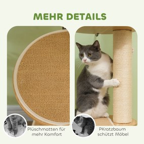 PawHut škrabadlo, kočičí škrabadlo vysoké, 230-250 cm, šplhací strom s houpací sítí, výškově nastavitelný kočičí strom, strom na hraní s ochranou pro…