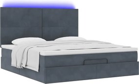 Osmanský rám postele s matracíes tmavě šedá 160x200cm samet 3314259