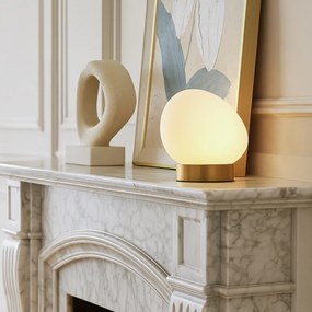 Designová stolní lampa mosazná s opálovým sklem - Sally