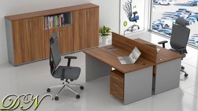 Sestava kancelářského nábytku Komfort 2.6, ořech/šedá ZE 2.6 19