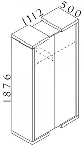 Vysoká šatní skříň Lineart 111,2 x 50 x 187,6 cm / Jilm tmavý a antracit