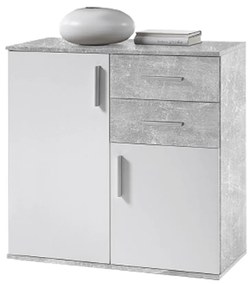 Kondela Komoda, bílá/beton, POPPY 4