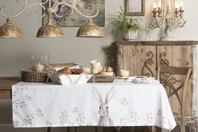 Čtvercový bavlněný ubrus s velikonočním motivem Rustic Easter Bunny - 100*100 cm