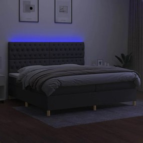 Box spring postel s matrací a LED tmavě šedá 200x200 cm textil 3135702