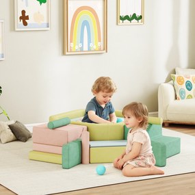 AIYAPLAY 15dílná sada měkkých stavebnic, 200 plastových míčků, bazén s míčky pro batolata, vnitřní, pěna, barevná