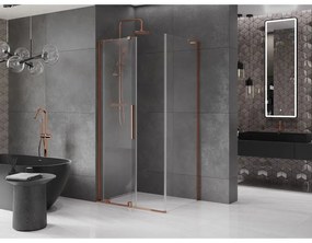 Mexen Velar L, sprchový kout s posuvnými dveřmi 100 x 110 cm, 8mm čiré sklo, růžové zlato, 871-100-110-03-60