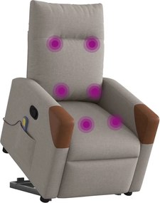 Zvedací masážní polohovací křeslo taupe textil 3324019