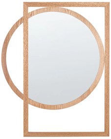 Nástěnné zrcadlo 56 x 71 cm světlé dřevo LAURON Beliani