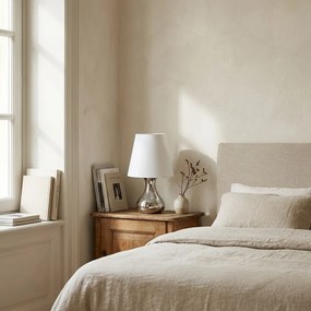 Krémová/ve stříbrné barvě kovová stolní lampa s textilním stínidlem (výška 36 cm) Nell – Premier Housewares