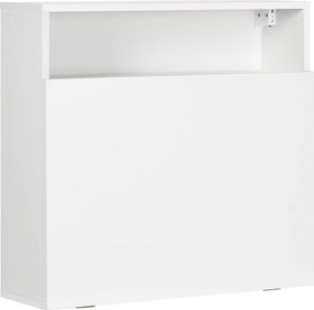 HOMCOM Moderní nástěnný skládací stůl s úložnými policemi, nosnost 40 kg, pro ložnici, obývací pokoj, kancelář 64x20x60 cm Bílý
