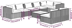 vidaXL 9dílná zahradní sedací souprava s poduškami polyratan [3102410] Barva: Šedá a tmavě modrá