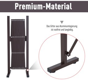 Outsunny nůžková mřížová brána, výsuvná 35-300 cm, ideální pro zahradu, hliník, hnědá, H103,5 cm| Aosom