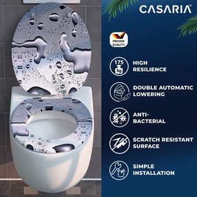 Casaria WC sedátko Waterdrops – soft-close, MDF, šedé