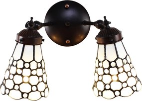 Nástěnná lampa Tiffany s bílými stínidly Panne - 30*23*23 cm E14/max 2*25W