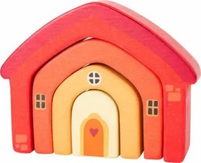 Small Foot Motorická hračka dřevěný skládací domeček / od 12 měsíců
