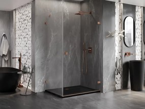 Mexen Lunar-B, pravostranný výklopný sprchový kout 100 x 90 cm, 8mm čiré sklo, profil měděná matná, 832-100-090-65-00-P