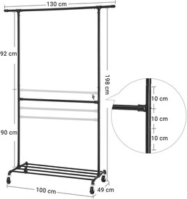 Věšákový stojan na kolečkách HSR62BK