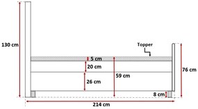 Kouzelná rustikální postel Bradley Lux 180x200, hnědá + TOPPER
