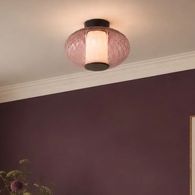 Designové stropní svítidlo černé 28 cm s fialovým sklem vč. LED 3-stupňové stmívatelné - Margherite