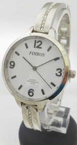 Foibos Dámské čitelné šperkové stříbrné hodinky Foibos 3374 s velkým přehledným číselníkem