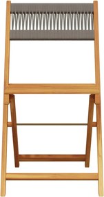 3dílný bistro set šedý polypropylen a masivní dřevo 3281842