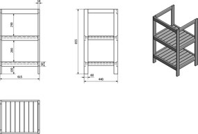 Aqualine Etide ET610 policová umyvadlová skříňka  61,5 x 85 x 44 cm bílá mat