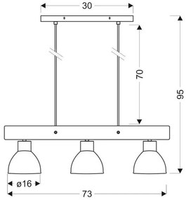 Lustr na lanku VARIO 3xE27/60W/230V bříza