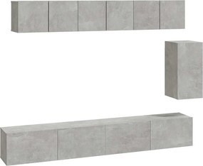 6dílný set TV skříněk betonově šedý kompozitní dřevo 3114617