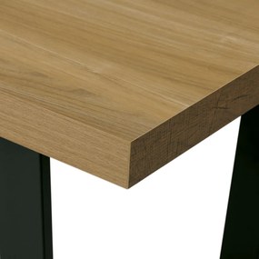 AUTRONIC Jídelní stůl, 160x8x760 cm, MDF deska, dýha dub, kovové nohy, černý lak