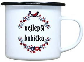 Super plecháček Smaltovaný hrnek plecháček s potiskem pro babičku Objem: 330 ml