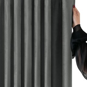 Sametový závěs FILUMI tmavě šedý 140 x 250 cm