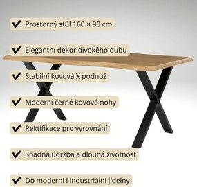 Vikio Jídelní set pro 4 osoby 160x90 cm dub noha X šedá židle VJS236-4S-S