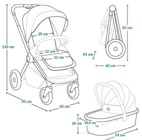 Lionelo - Kombinovaný kočárek 2v1 MIKA PLUS Brown Rust