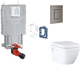 Grohe Uniset - Set předstěnové instalace, klozetu, sedátka SoftClose, tlačítka Skate Cosmopolitan a sady pro vhazování tablet, kartáčovaný Hard Graphite SANI15BB5118