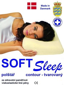 4sleep Polštář anatomický SOFT SLEEP ze zdravotní paměťové viskoelastické pěny, 50x30x9cm/M, se zipem