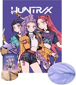 Dětská coral fleece deka KPop Demon Hunters - HUNTR/X - motiv Comic Style - 130x160 cm