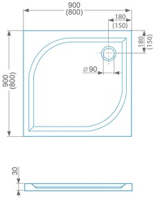 Roltechnik Outlet Čtvercová sprchová vanička iCAST SQUARE z litého mramoru Varianta: rozměry: 90x90 cm - (iCAST_SQUARE_90x90 - 8000222)