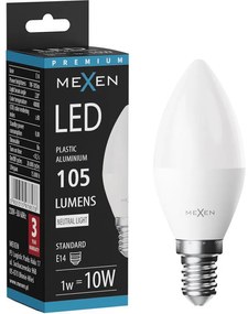 Mexen Nova, LED žárovka E14, C37, 1W, Teplá - 3000K, 105 lm - L102-E14-0130-01